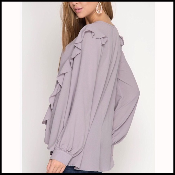 Boutique | Tops | Ruffled Low Vneck | Poshmark